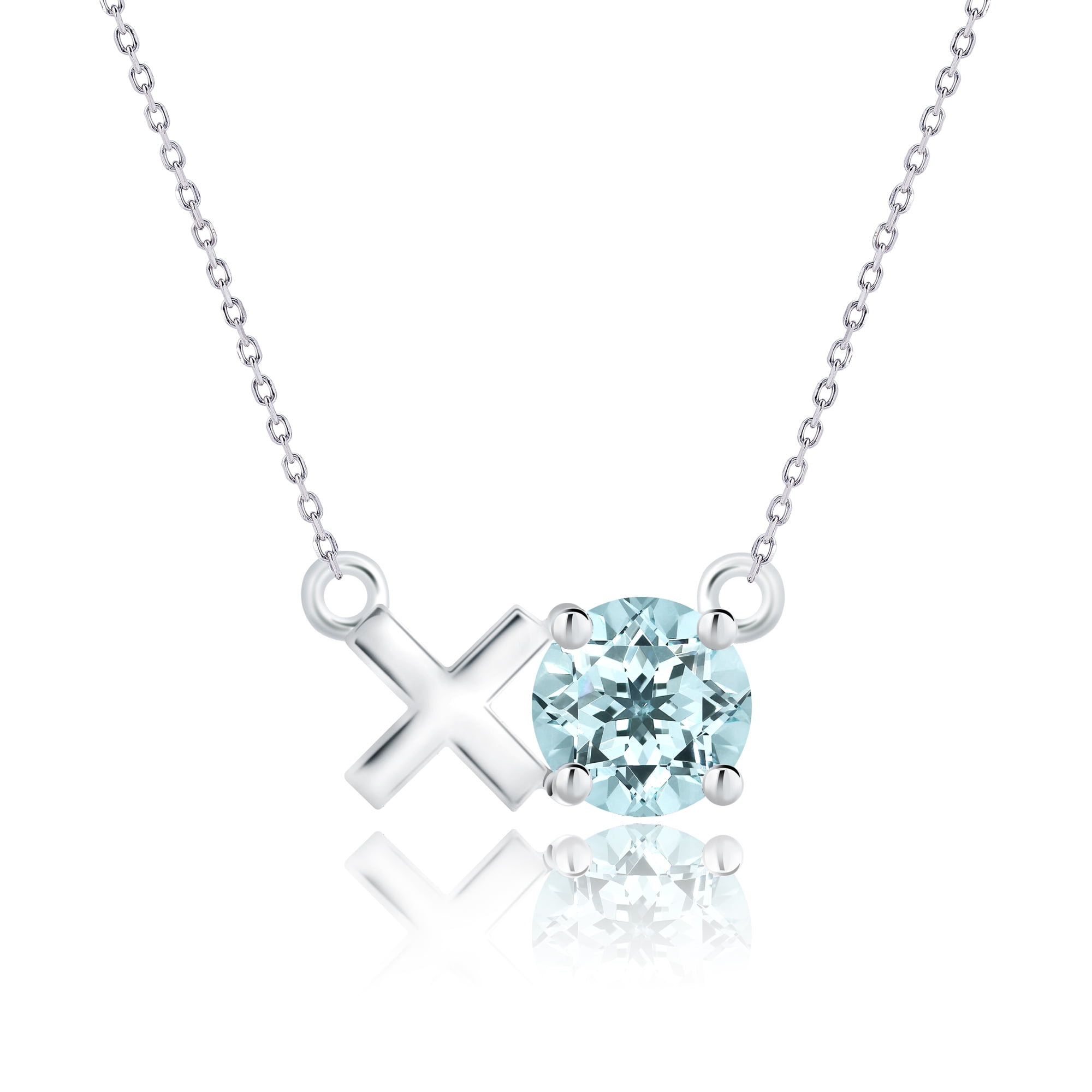 JeenMata 1.25 TCW - March Birthstone Floating XO Pendant Necklace ...