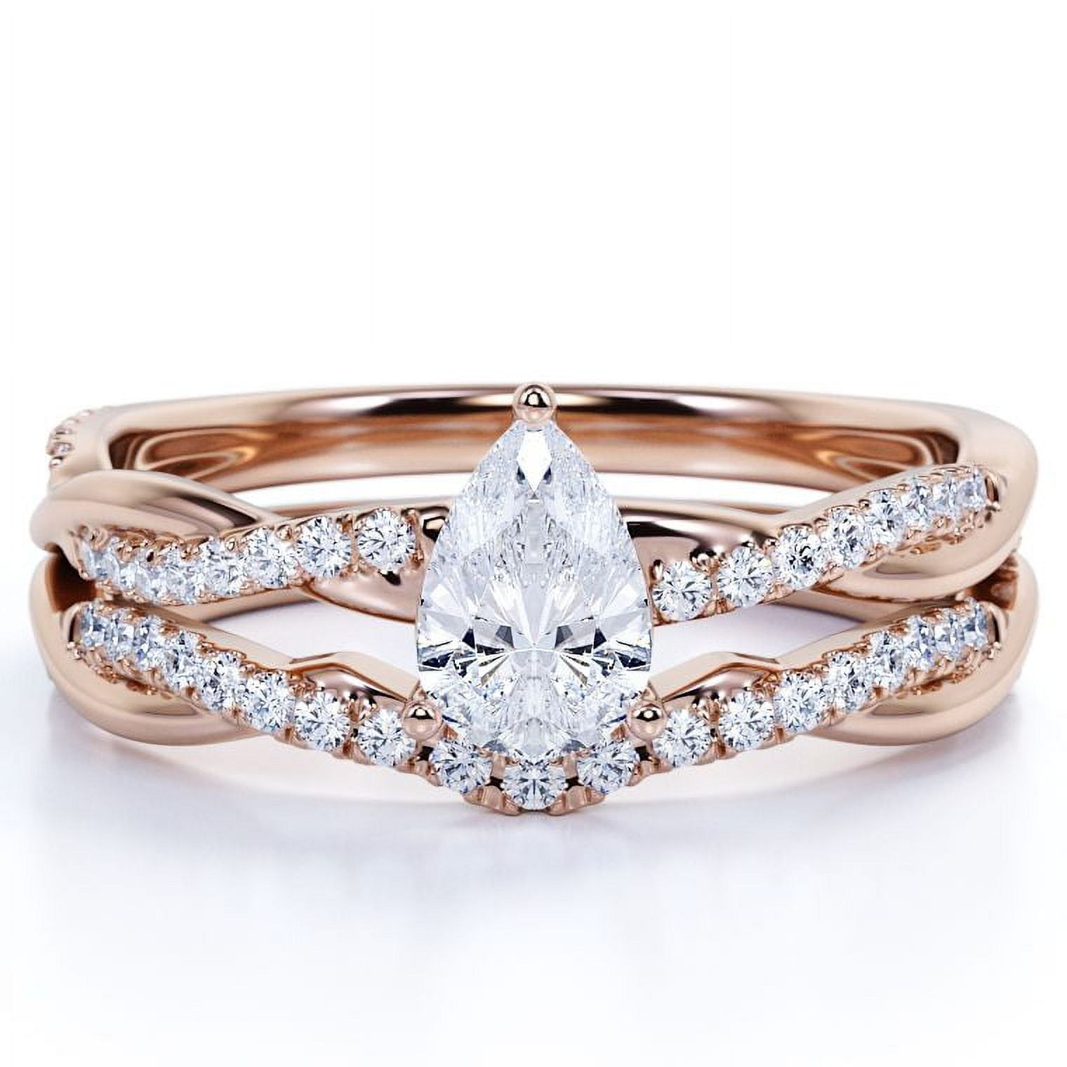 JeenMata Modern Classic Pear Cut Real Diamond Wedding Ring Set ...
