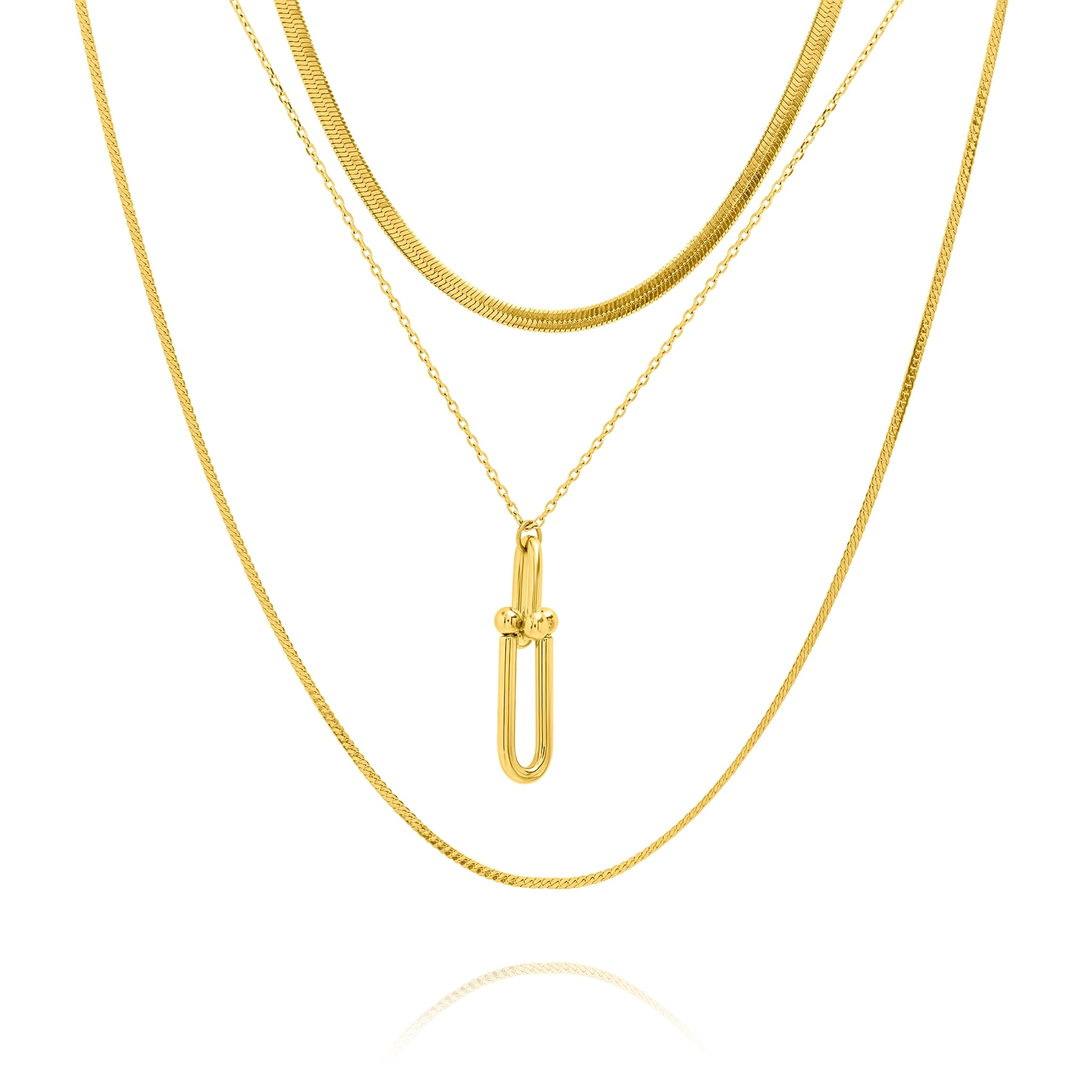 JeenMata Multiple 3 pcs Modern Minimalist Pendant and Chain Set in ...