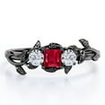 JeenMata Nature Inspired 1 TCW Princess Cut Lab Created Ruby and Moissanite Triple-Stone ...