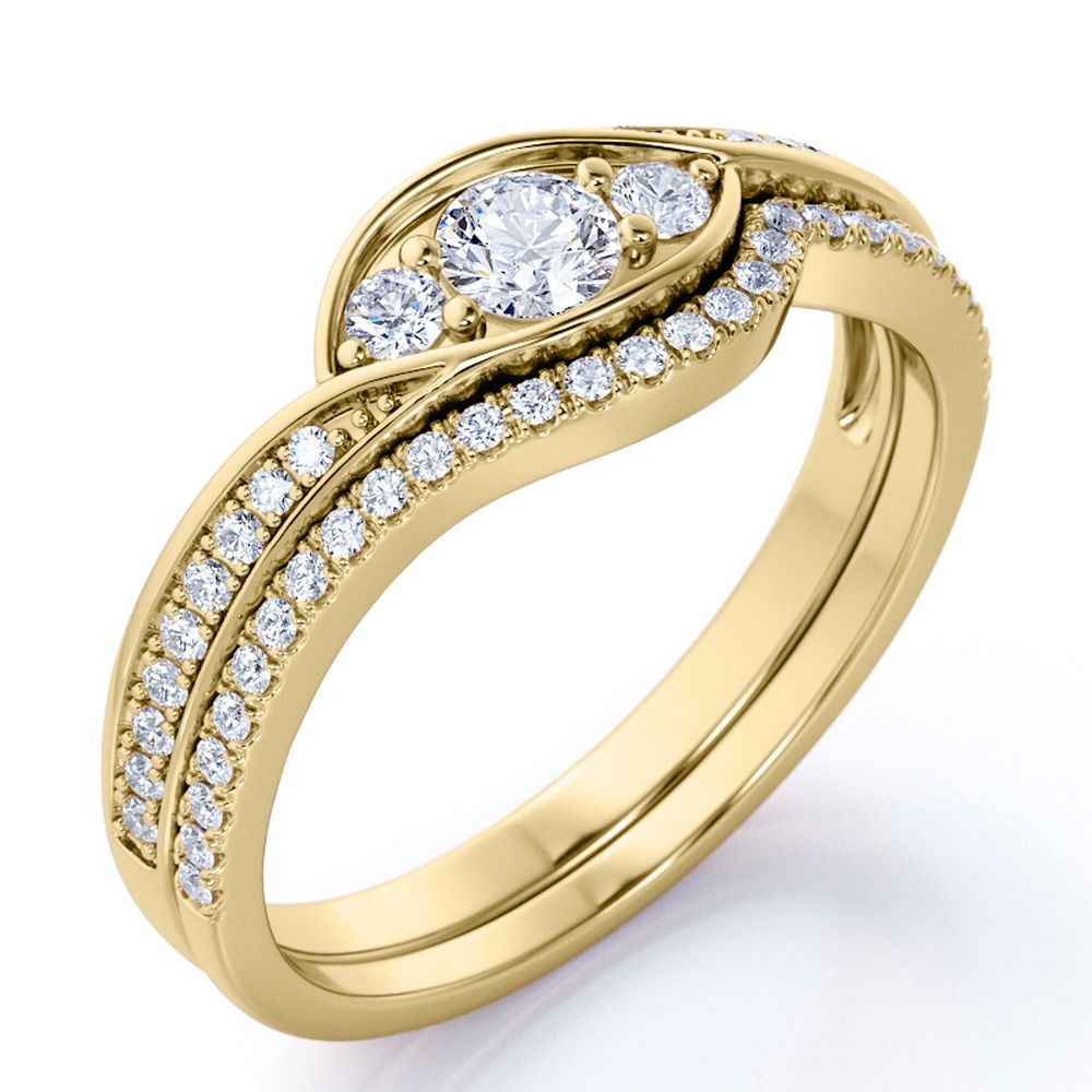 JeenMata Past Present Future .90 Carat Round Cut Real Diamond ...