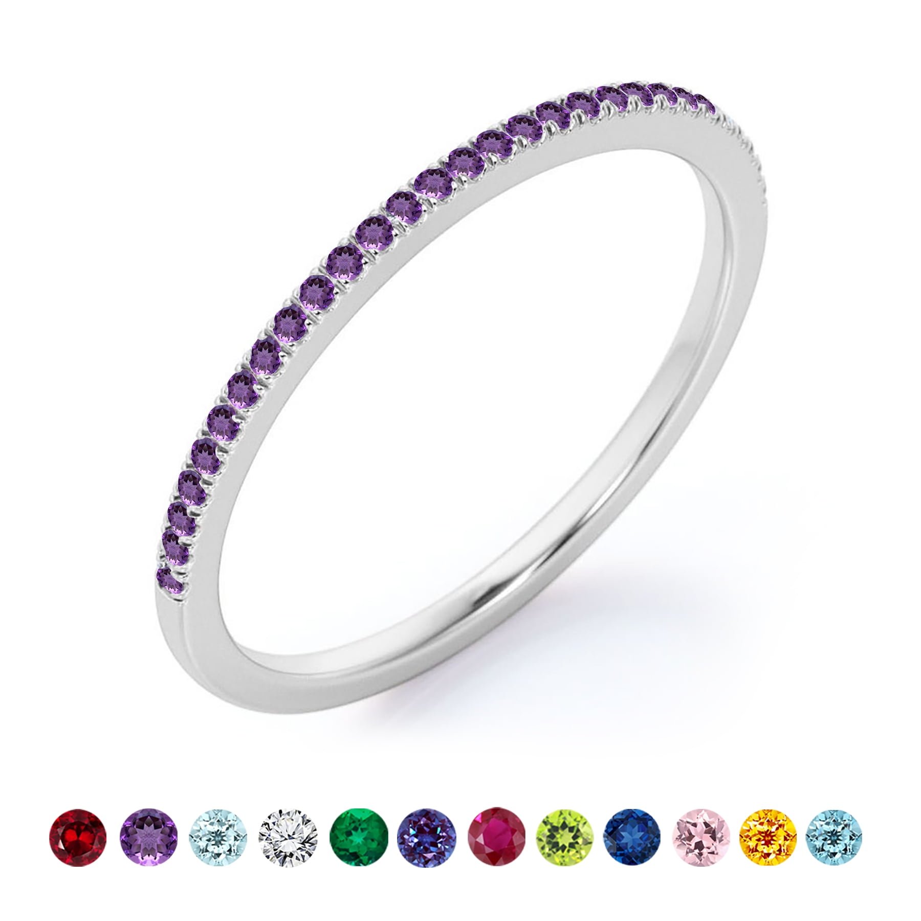 JeenMata Pave Accented - 0.25 Carat Round Cut -February Birthstone ...