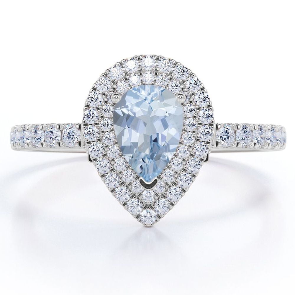 JeenMata Pave Setting - 1.75 Carat Teardrop Deep Blue Created ...