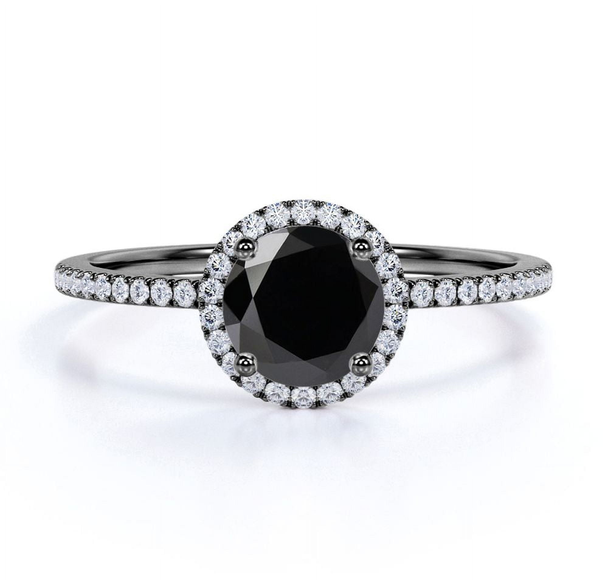 JeenMata Petite Pave Design - 1 TCW Round Shaped Lab Created Black ...