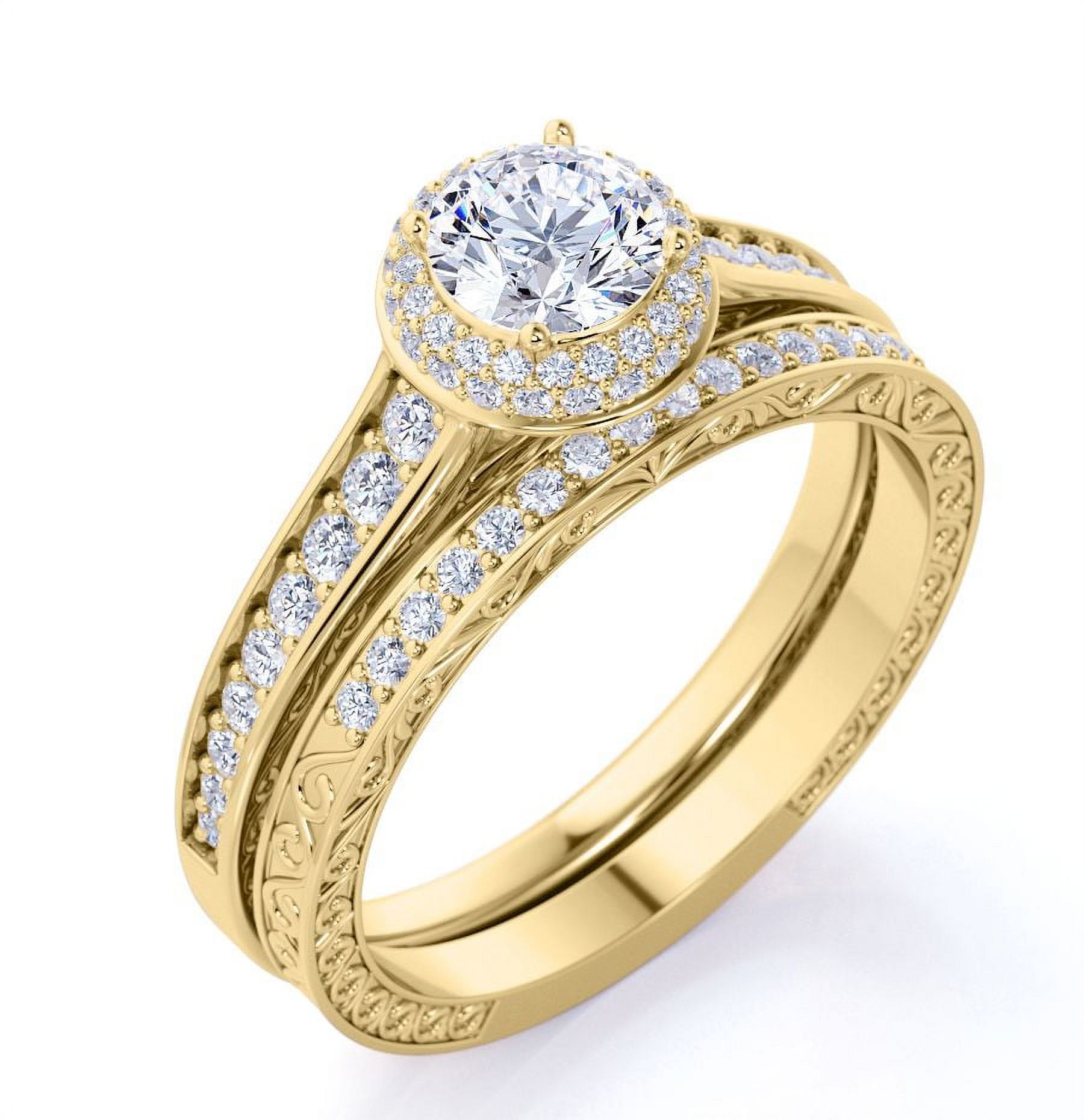 JeenMata Real Round Diamond - Channel Set Band - Cluster - Halo ...