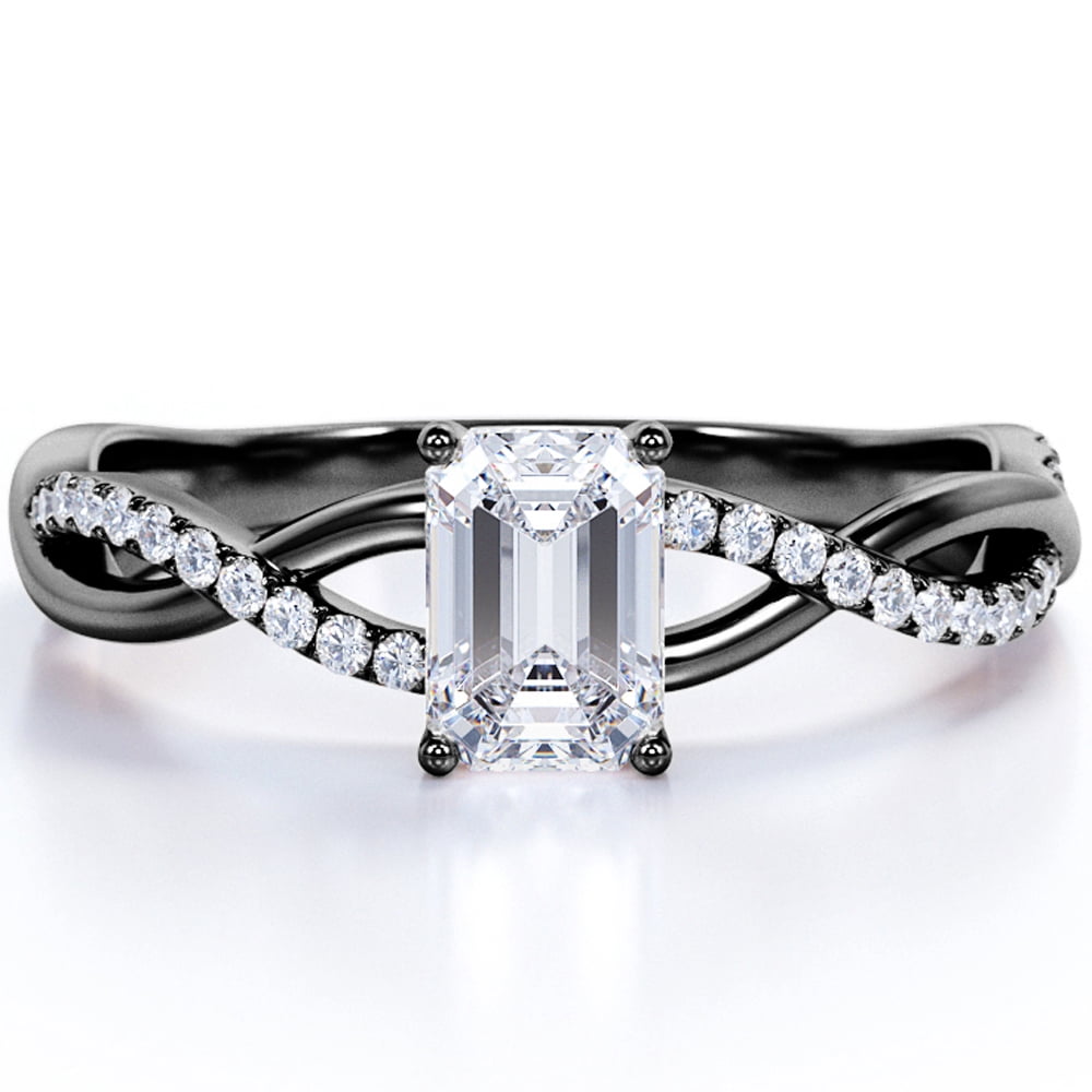 JeenMata Semi Infinity - 0.75 Carat EmeraldCut Moissanite - Pave ...