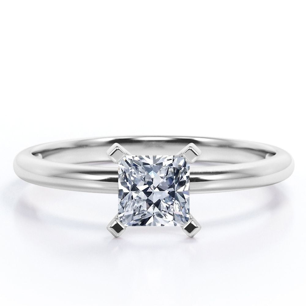 JeenMata Solitaire 1 Carat Princess Cut Moissanite Prong Set Promise ...