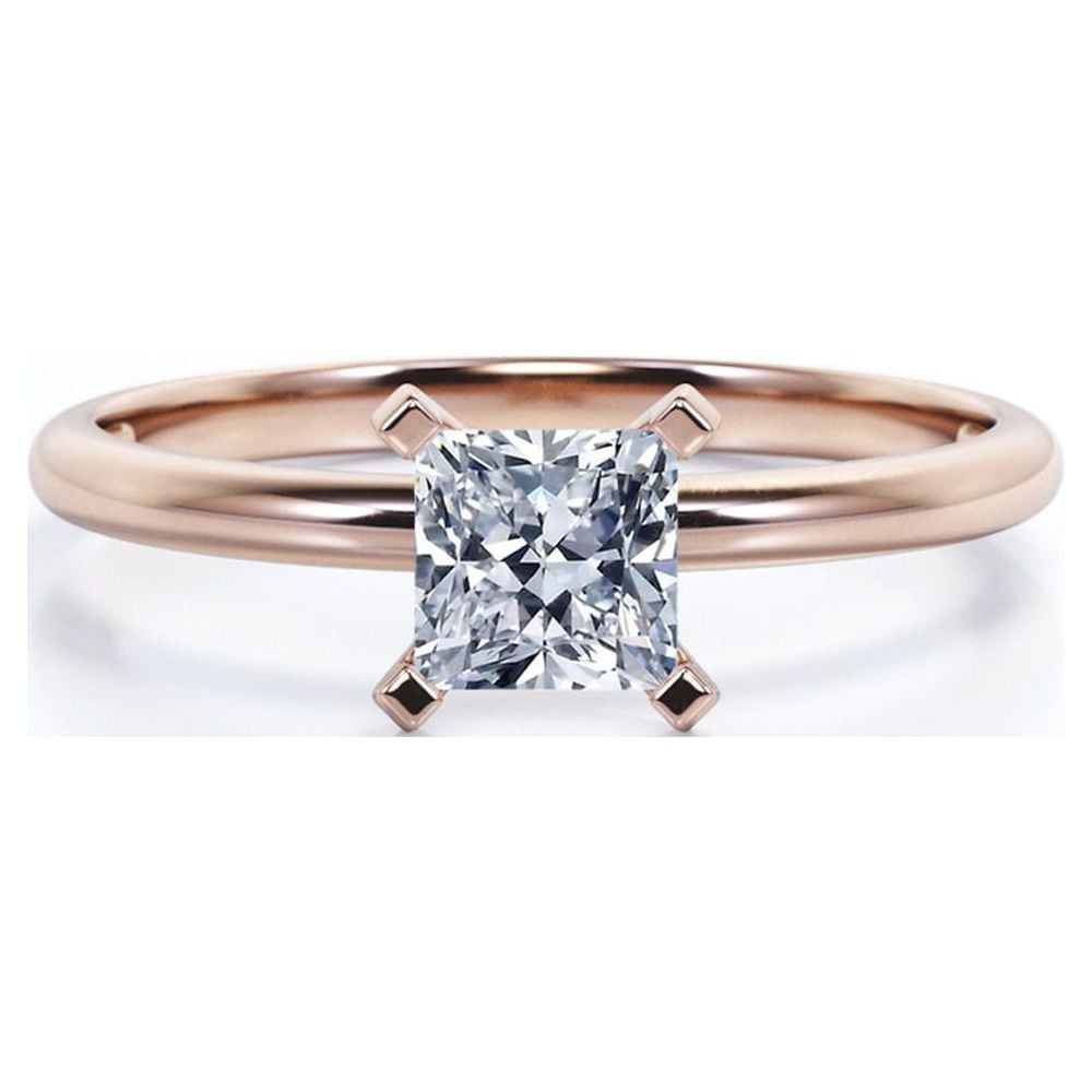 JeenMata Solitaire 2 Carat Princess Cut Moissanite Prong Set Promise ...