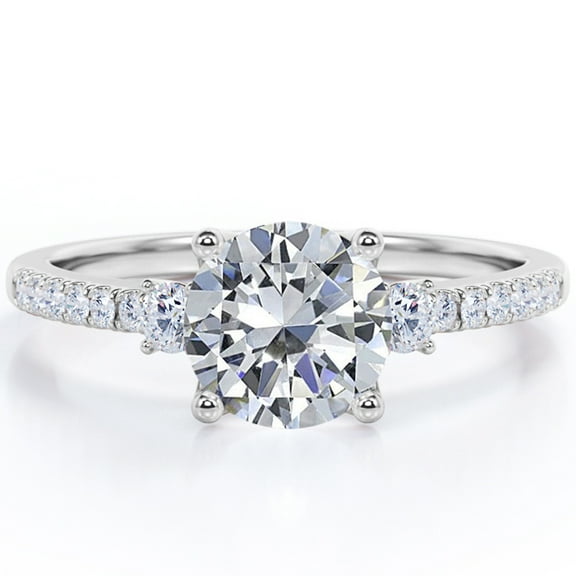 AFFY 1.36 Carat Round Shape Moissanite & Simulated Ruby Heart Shaped ...