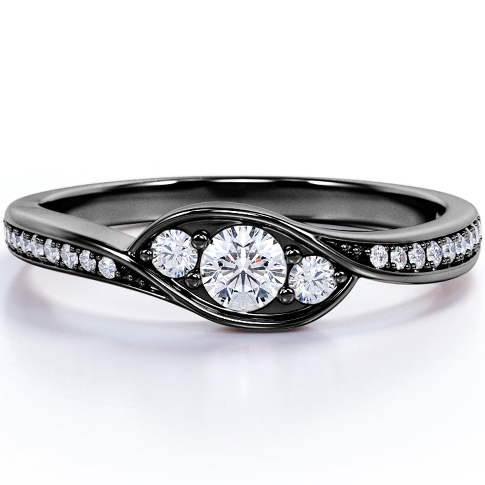 JeenMata Three Stone Flush Bezel - 1.75 Carat Round Shaped Moissanite ...