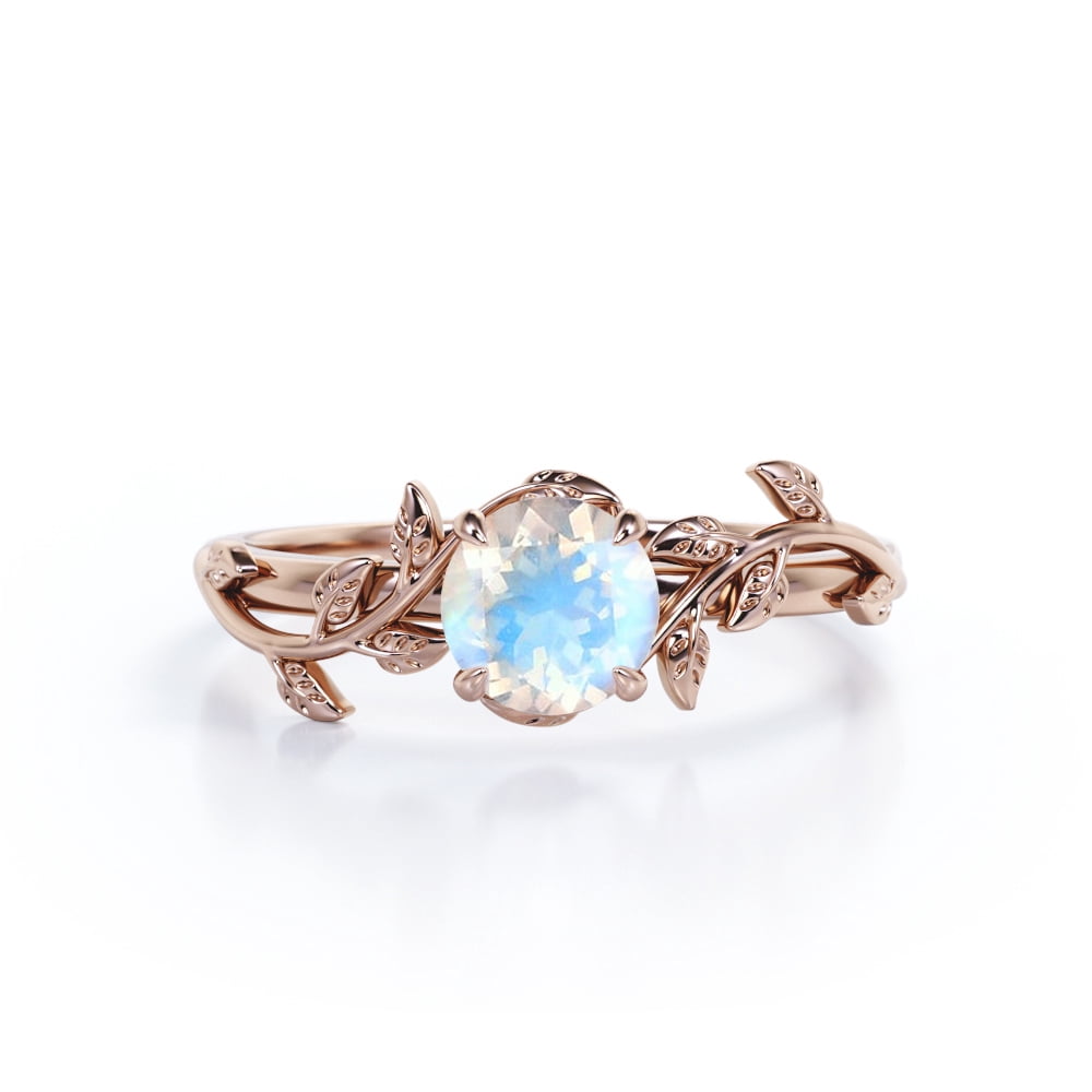 JeenMata Tree Leaves - 0.50 Carat Round Cut Rainbow Moonstone ...