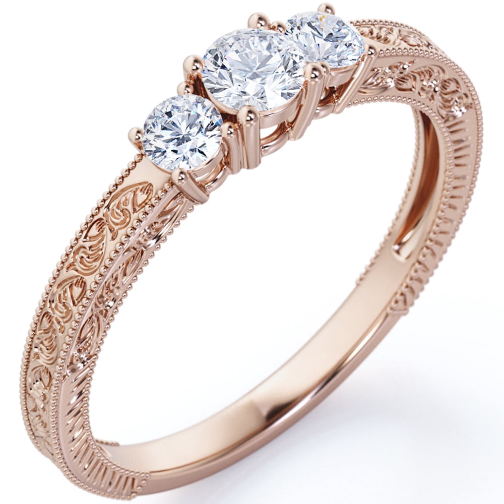 JeenMata Trilogy Cathedral Prong - 1 Carat Round Brilliant Cut ...