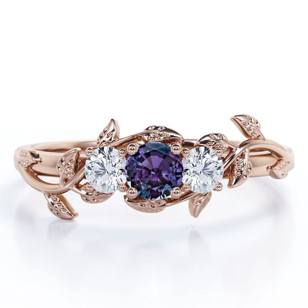 JeenMata Trio Stone - 1 Carat Round Shaped Lab Created Alexandrite and ...