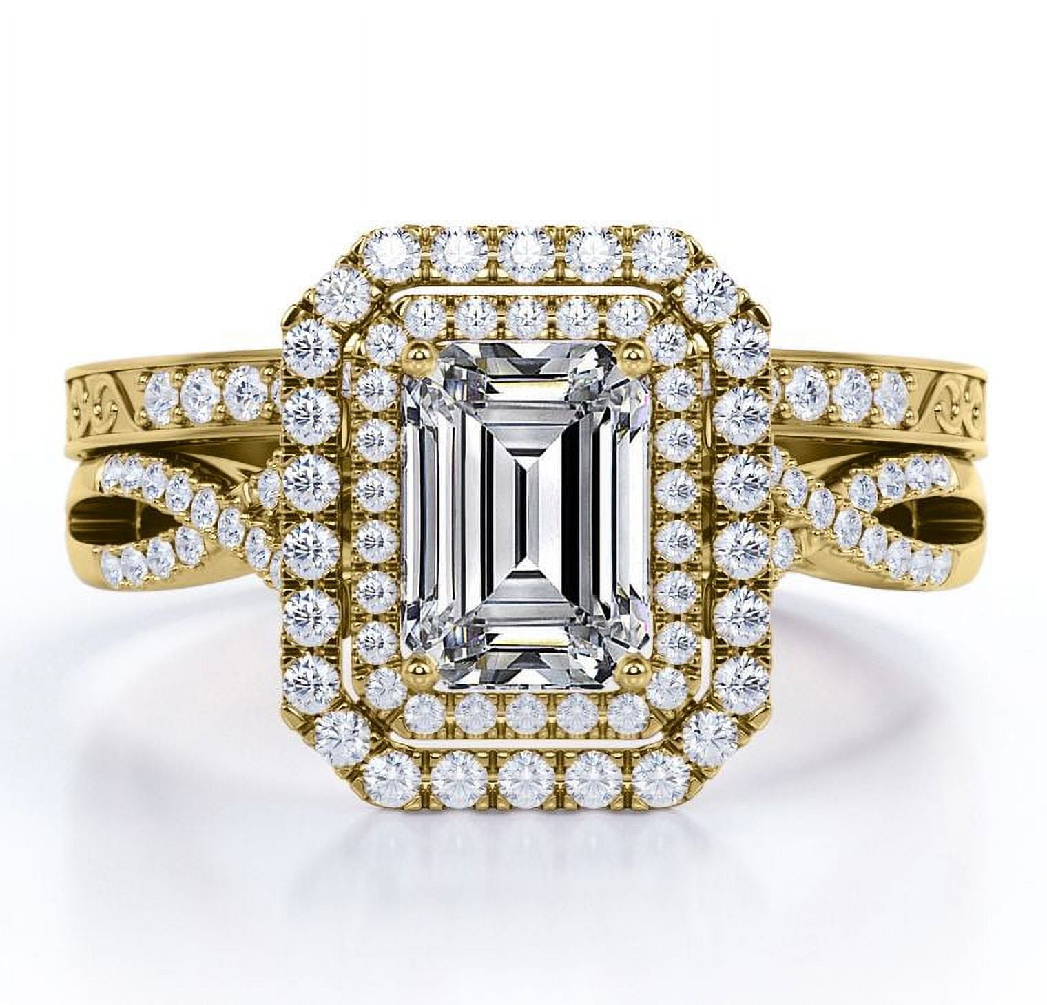 JeenMata Twisted - 2 Carat Emerald Cut - Filigree Band - Double Halo ...