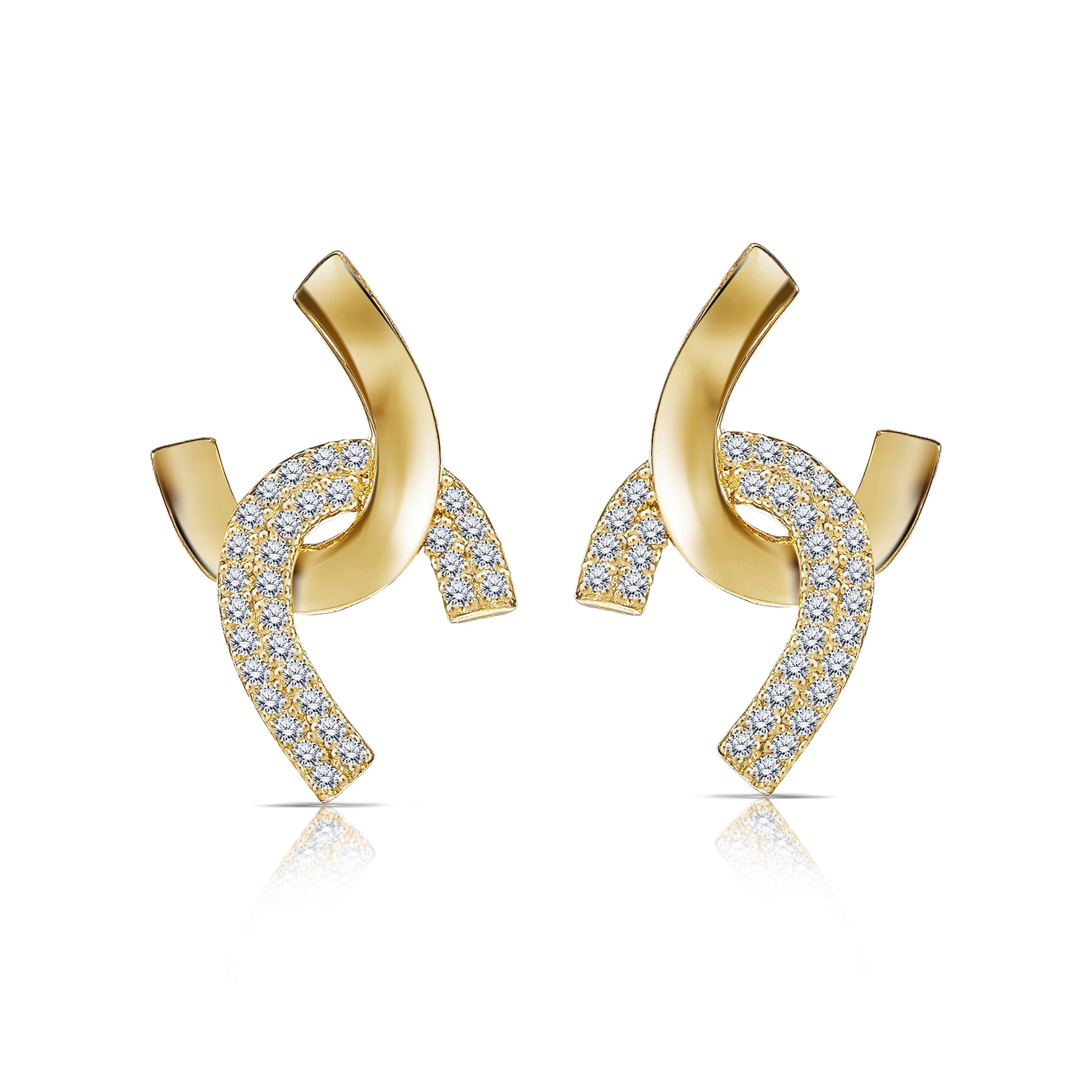 JeenMata Two Tone Interlocking Horseshoe Silver Stud Earrings for Her ...