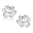 JeenMata Jewelry: Unique Moissanite Petal Flower Stud Earrings, 18K White Gold Plated Silver ...