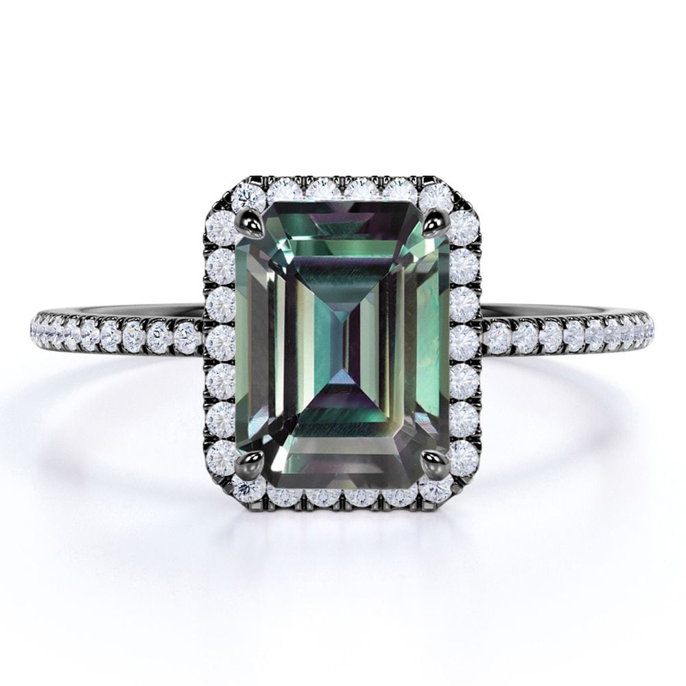 JeenMata Vintage 1.75 Carat Emerald Cut Lab Created Alexandrite and ...