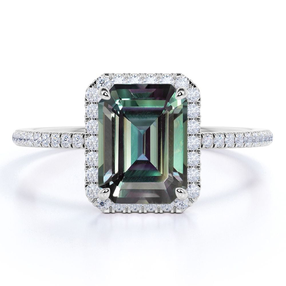 JeenMata Vintage 1.75 Carat Emerald Cut Lab Created Alexandrite and ...