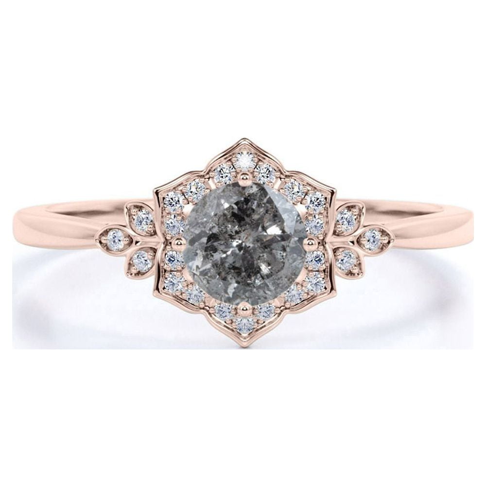 JeenMata Vintage .70 Carat Round Cut Natural Salt and Pepper Diamond ... JeenMata Vintage .70 Carat Round Cut Natural Salt and Pepper Diamond ...