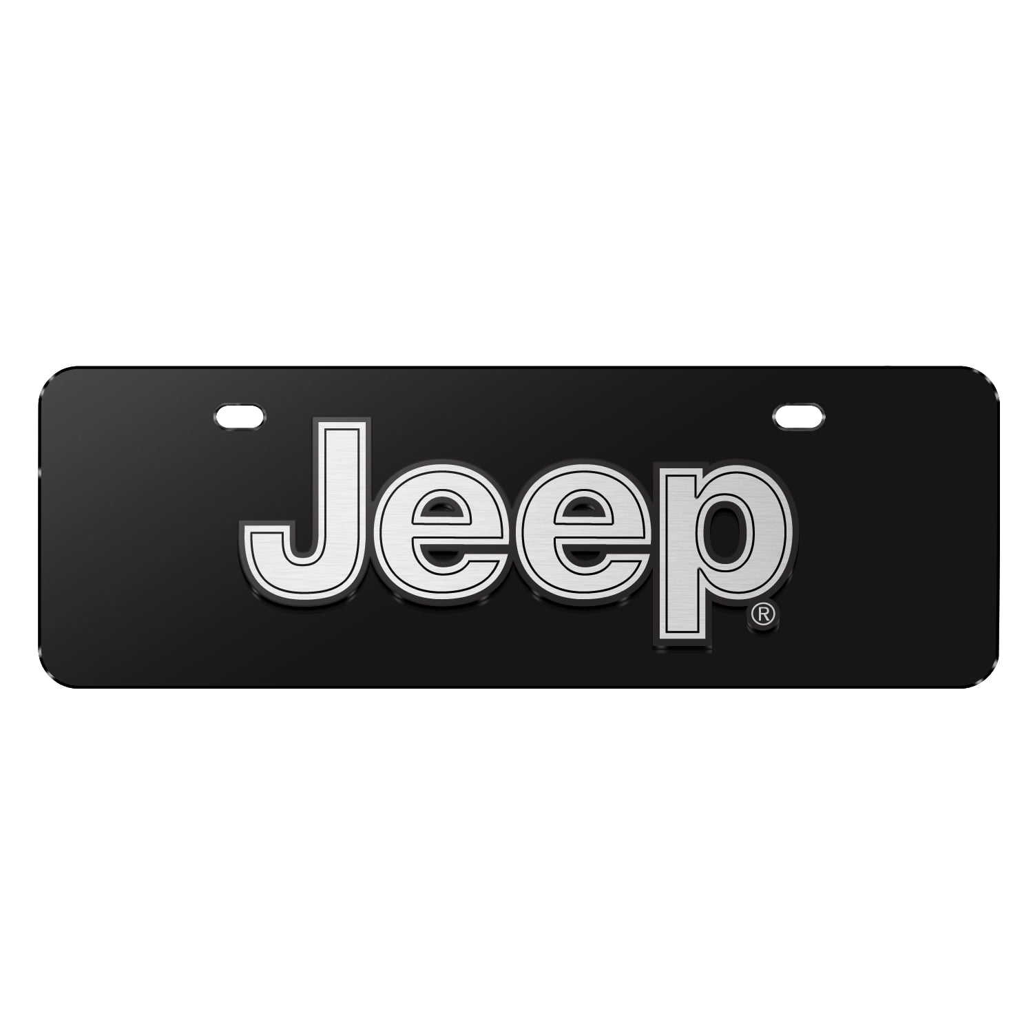 Jeep 3D Logo 12" x 4.25" European Look Black Half-Size Stainless Steel ...