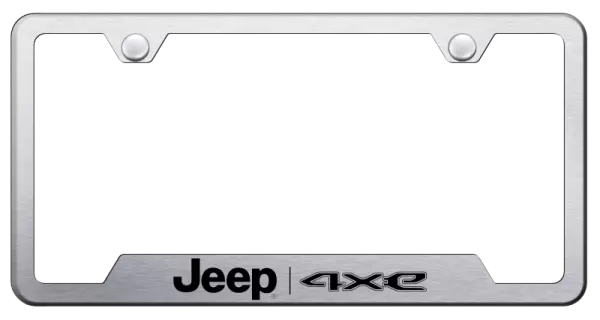 Jeep 4xe Logo Brushed Stainless Notched License Plate Frame Official ...