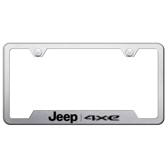 Jeep 4xe Logo Brushed Stainless Notched License Plate Frame Official ...