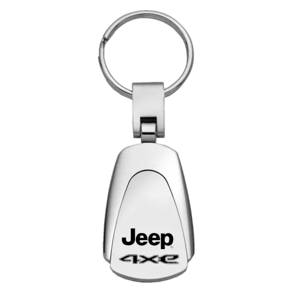 Jeep 4xe Logo Satin Chrome Classic Teardrop Key Chain Ring Fob Official ...