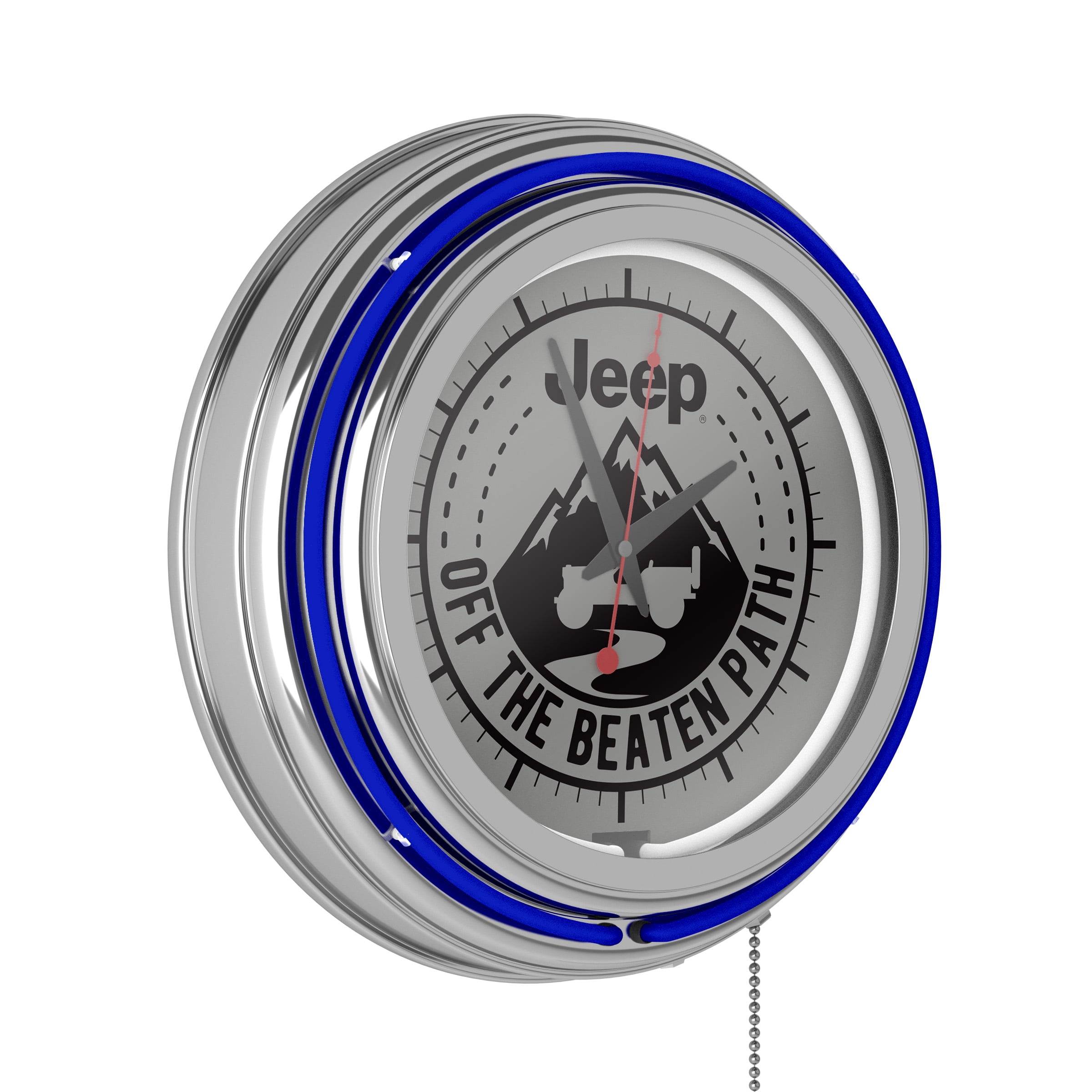 Jeep Black Mountain Retro Neon Analog Wall Clock with Pull Chain ...