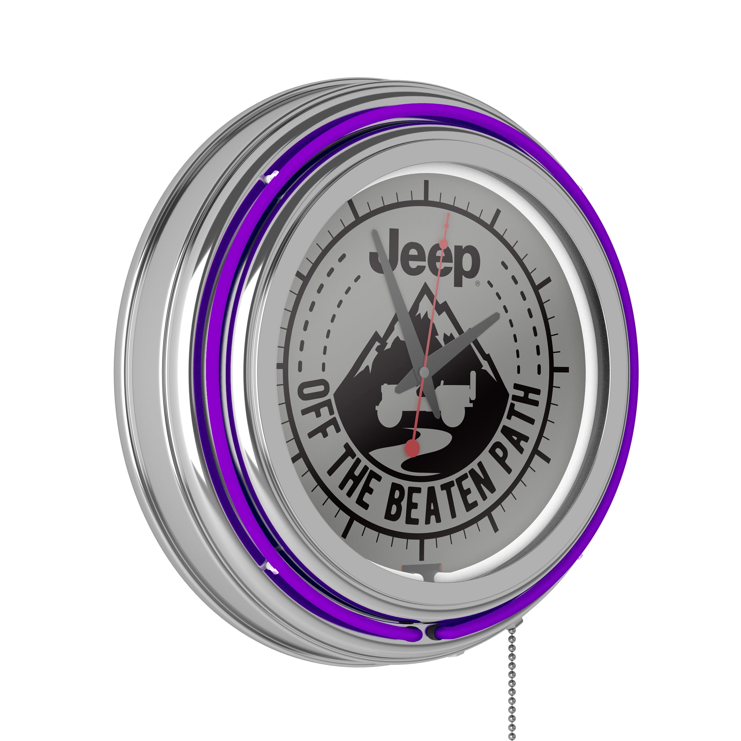 Jeep Black Mountain Retro Neon Analog Wall Clock with Pull Chain ...