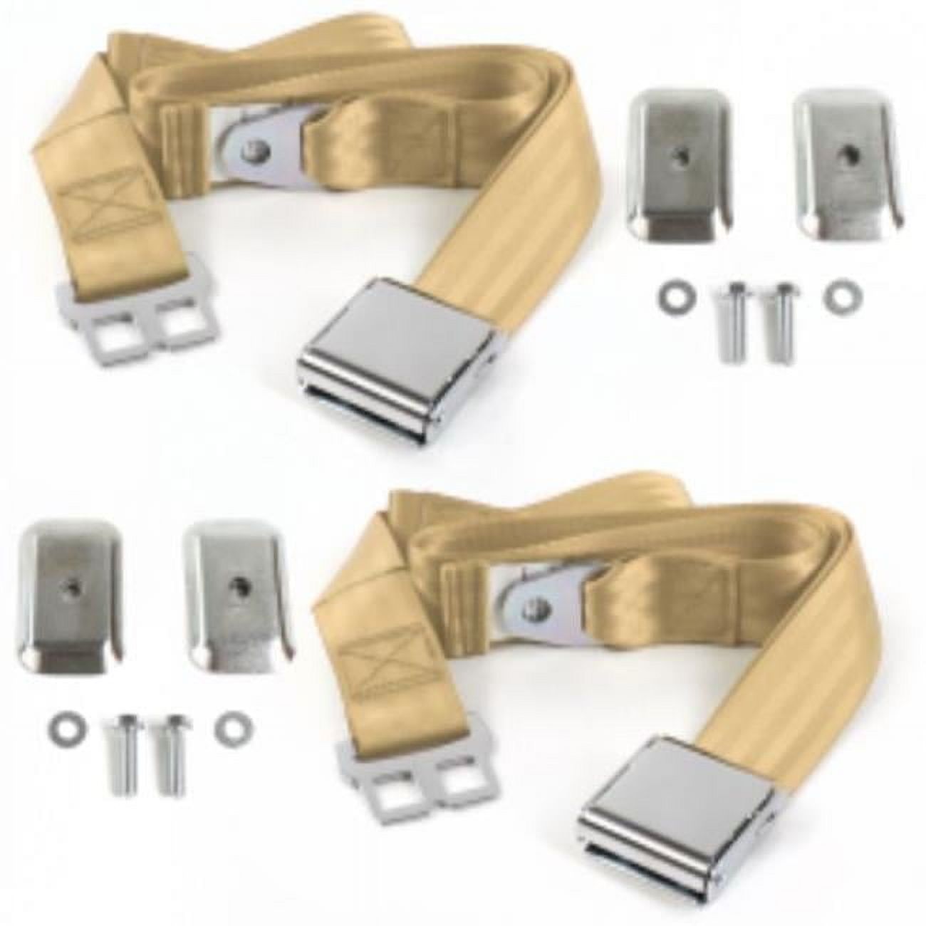 Jeep CJ-DJ 1971-1986 Airplane 2 Point Tan Lap Bucket Seat Belt Kit with ...