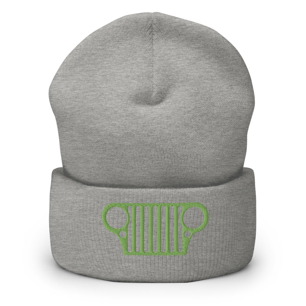 Jeep CJ Grill Embroidered Cuffed Beanie Color: Heather Grey - Walmart.com