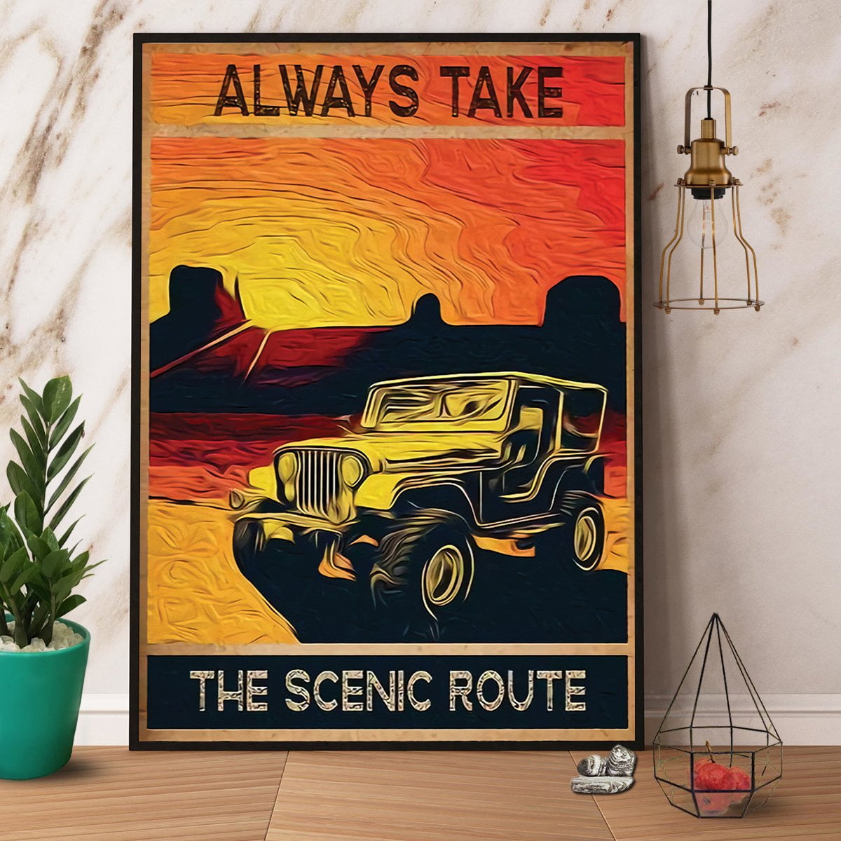 Jeep Car Always Take The Scenic Route Paper Poster No Frame Matte Wall ...