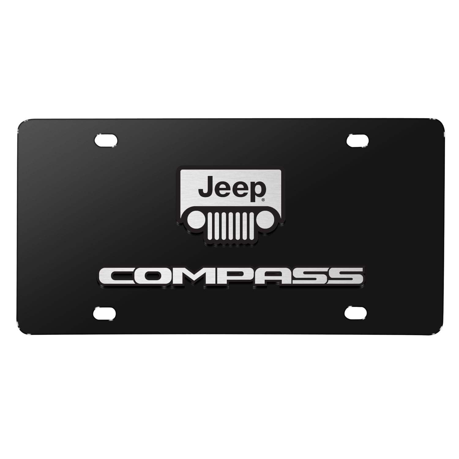 Jeep Compass 3D Dual Logo Black Stainless Steel License Plate - Walmart.com