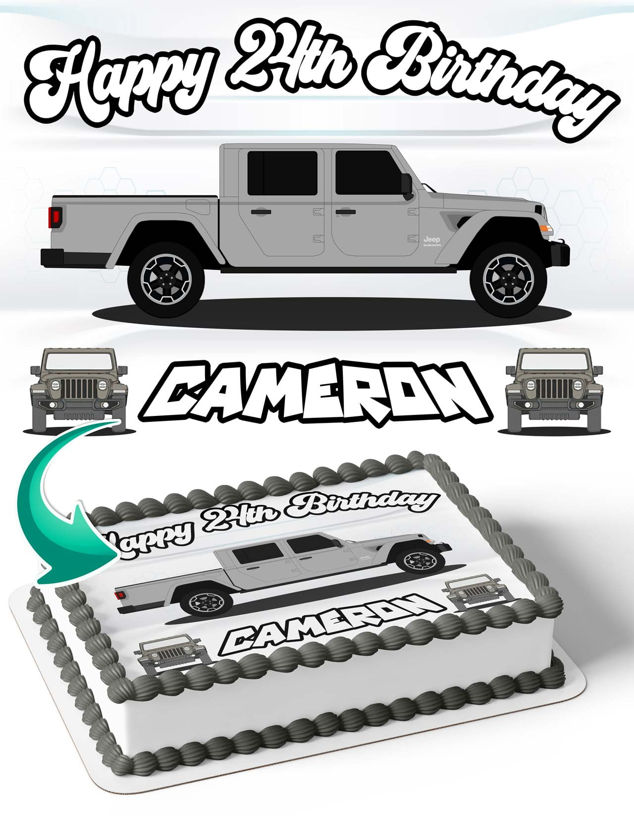 Jeep Gladiator Edible Image Cake Topper Personalized Birthday Sheet ...