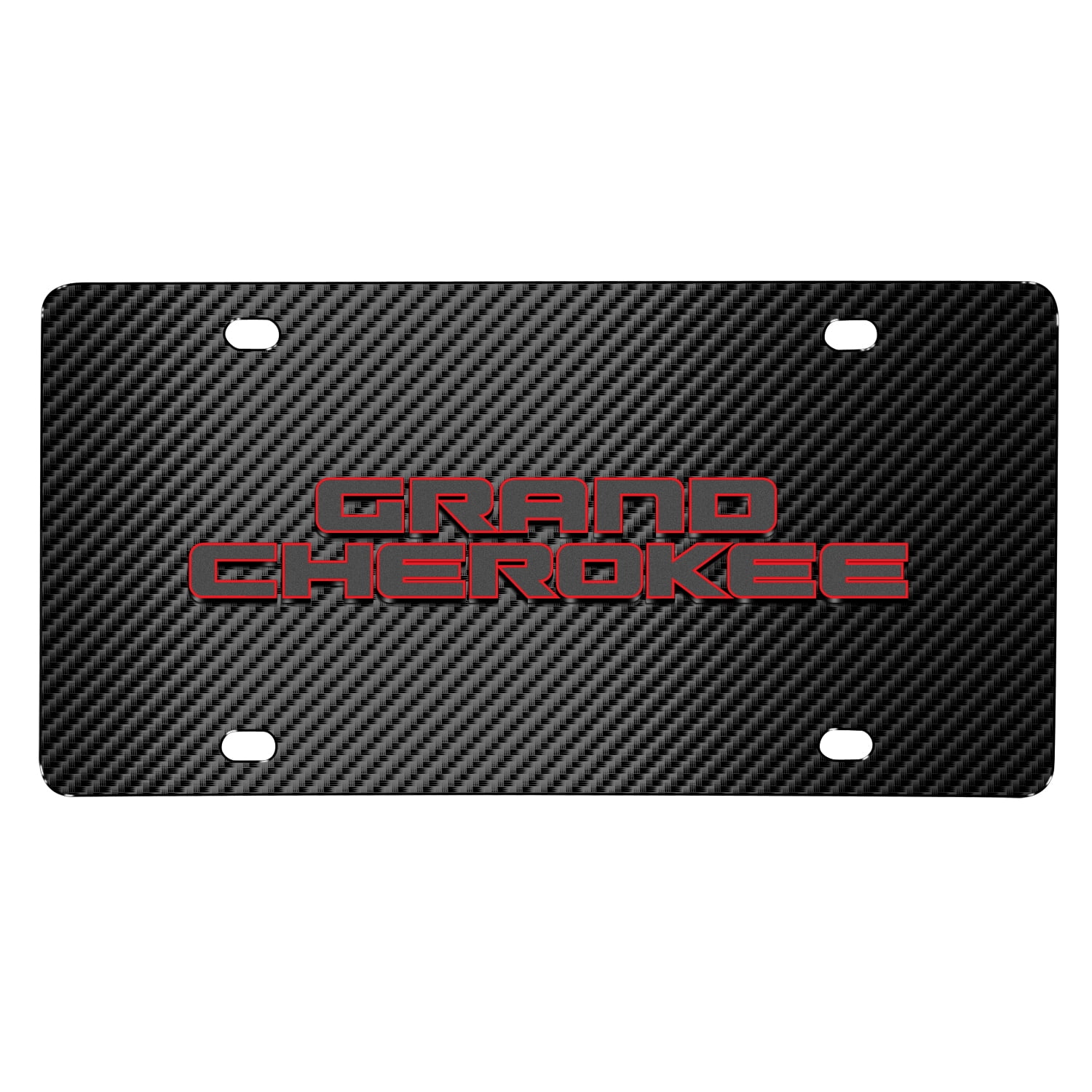 Jeep Grand-Cherokee 3D Red Edge Black Carbon Fiber Patten Steel License ...