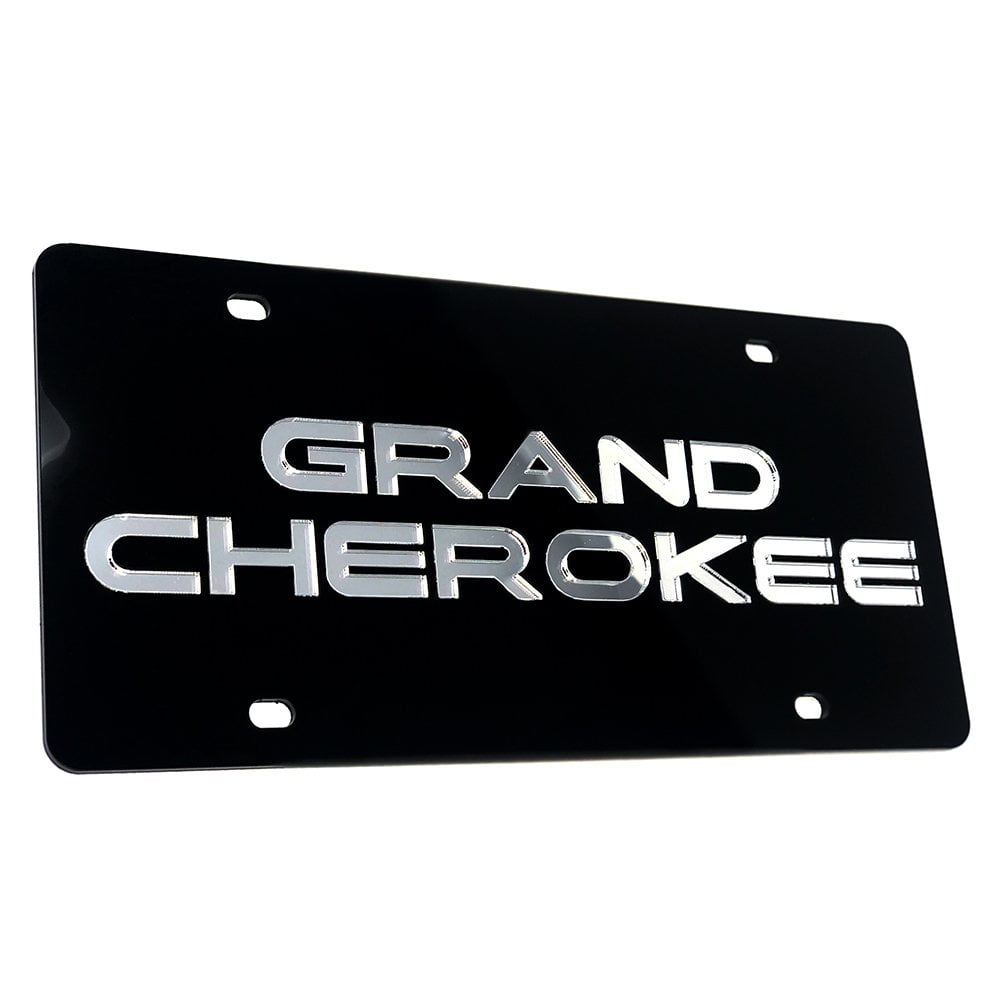 Jeep Grand Cherokee Laser-Tag License Plate - Black with Silver, High ...