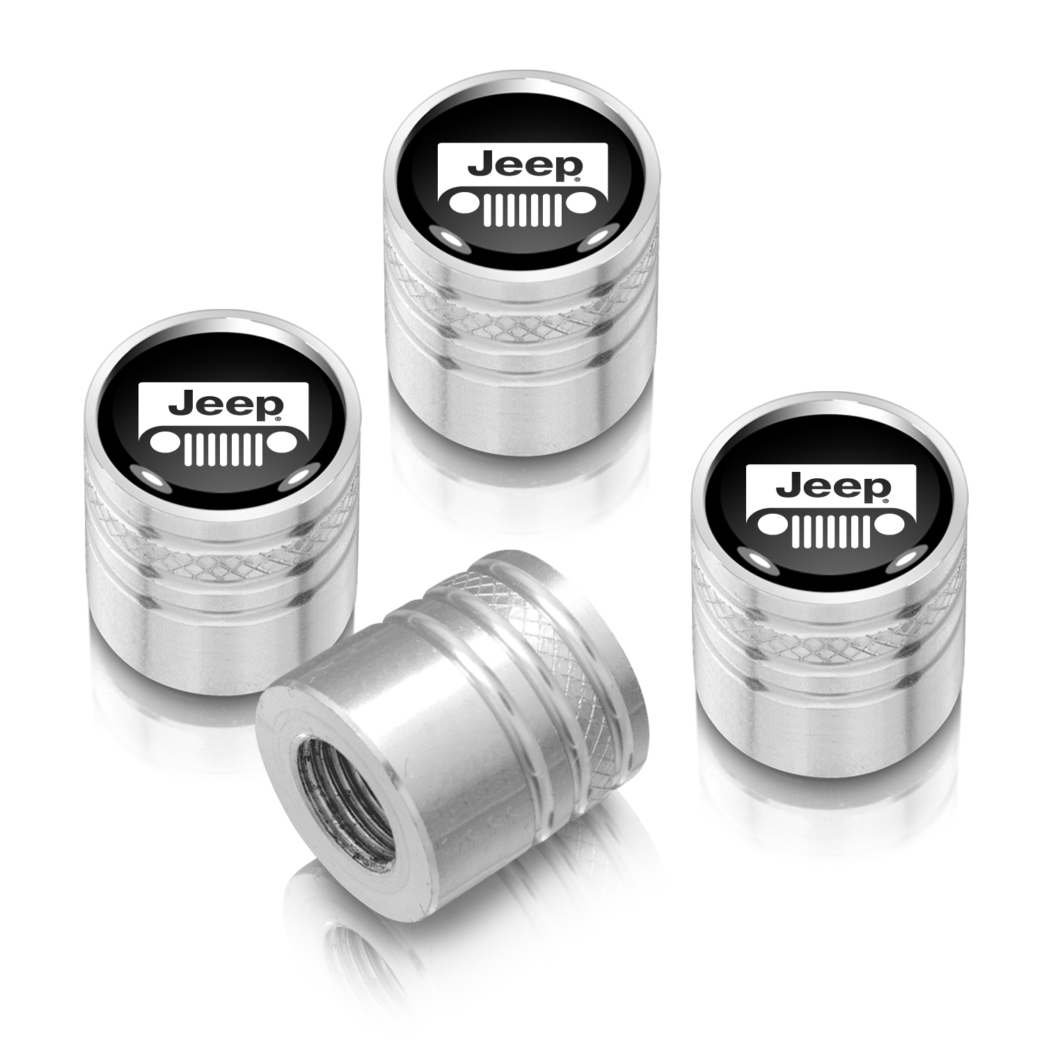 Jeep Grill Black on Silver Cylinder-Style Premium Anodized Aluminum ...