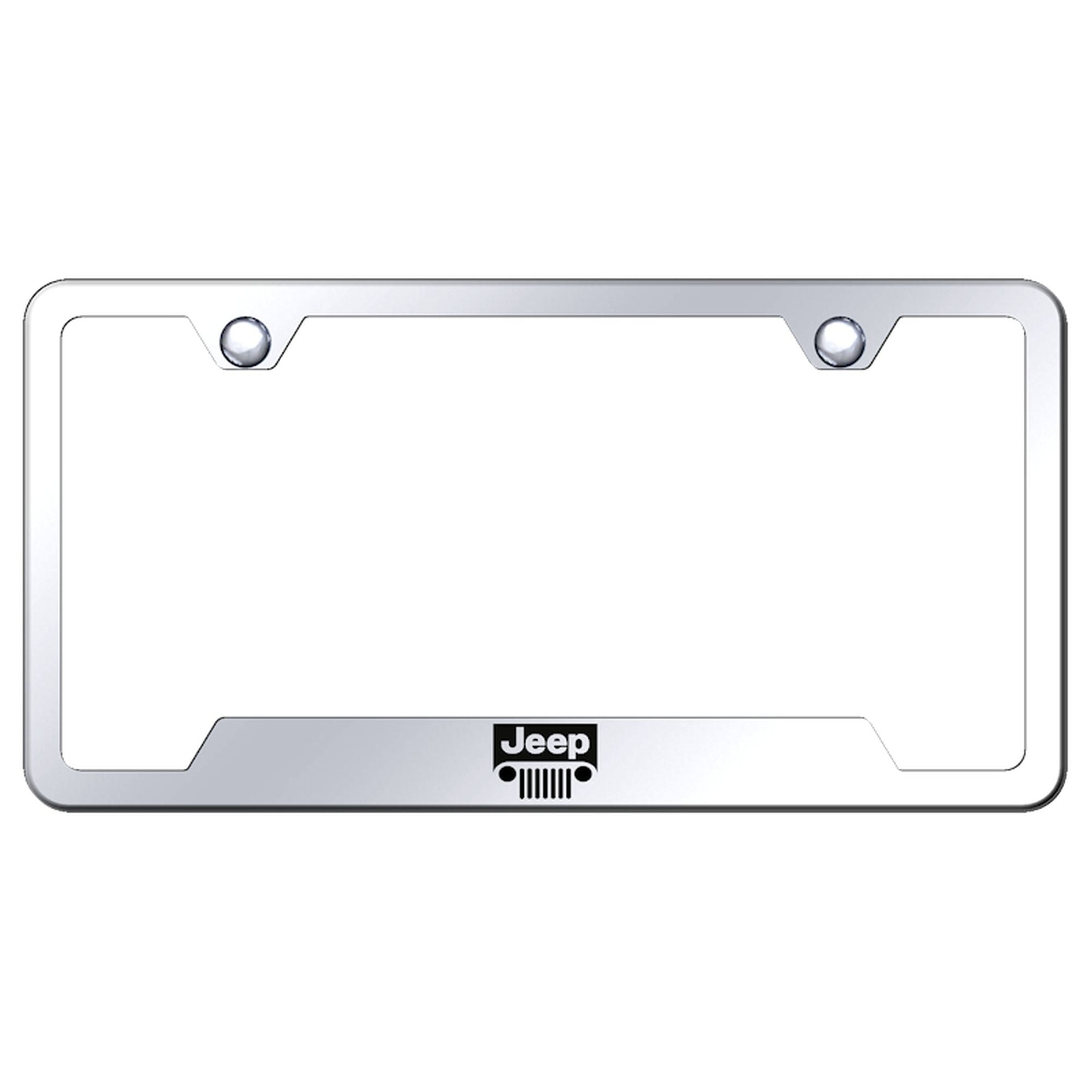 Jeep Grill Laser Etched Logo Cut-Out License Plate Frame (Chrome ...
