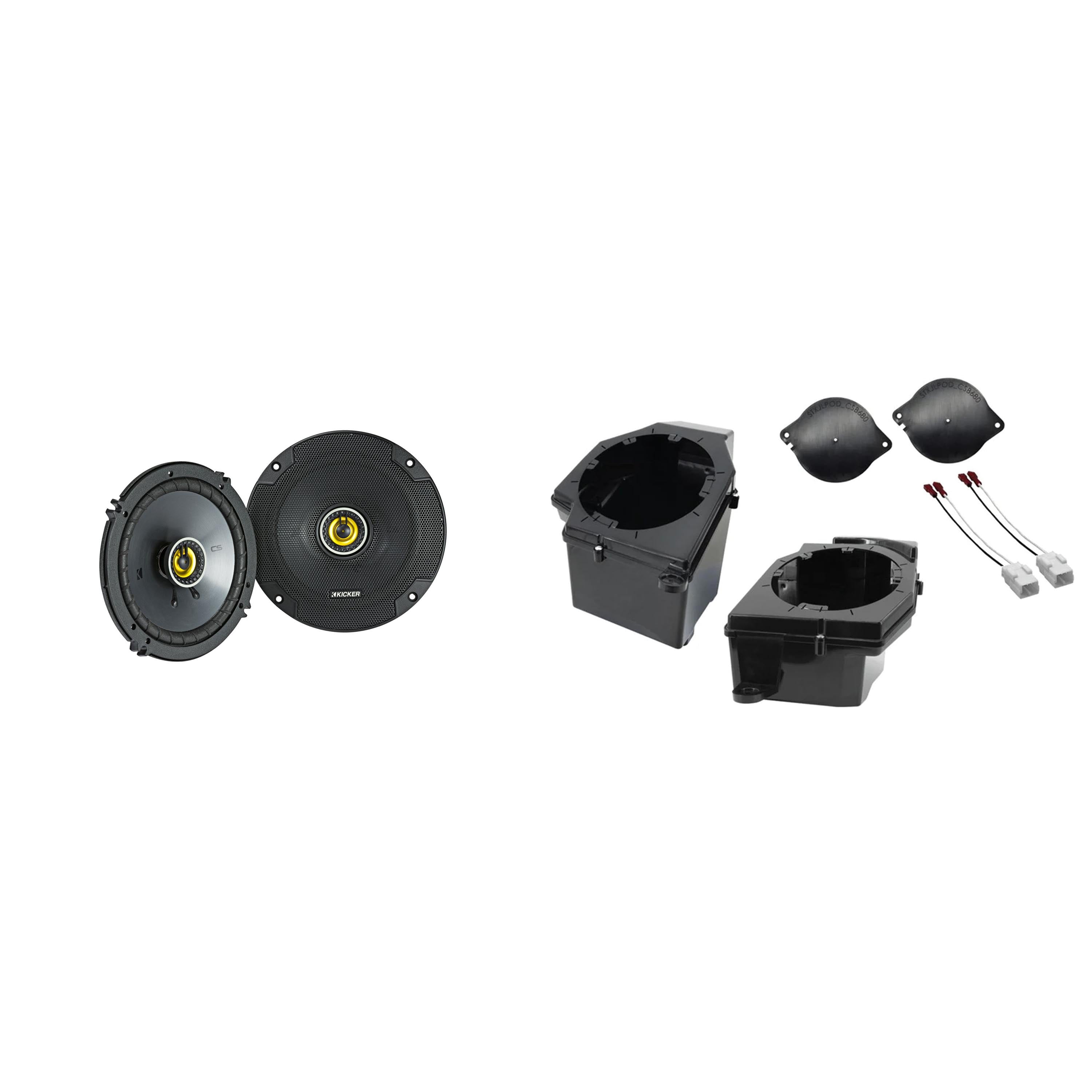 Jeep JL (2018-2023) & Kicker 46CSC654 6.5" CSC Coaxial Speakers and Front 6.5" Speaker Pods with ...