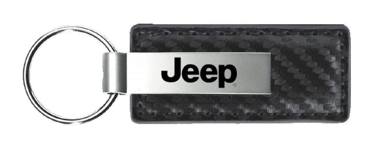 Jeep Logo Gun Metal Carbon Fiber Leather Key Chain Fob Official ...