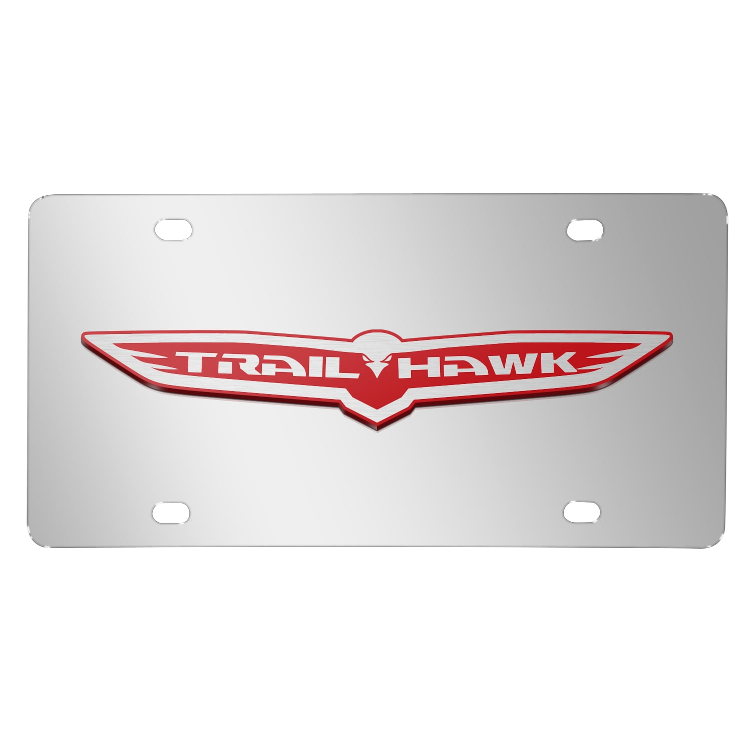 Jeep Trailhawk 3D Logo Mirror Chrome Stainless Steel License Plate ...