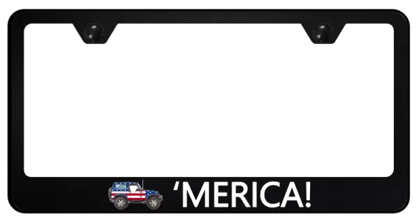 Jeep Truck 'Merica Black Polycarbonate License Plate Frame Official ...