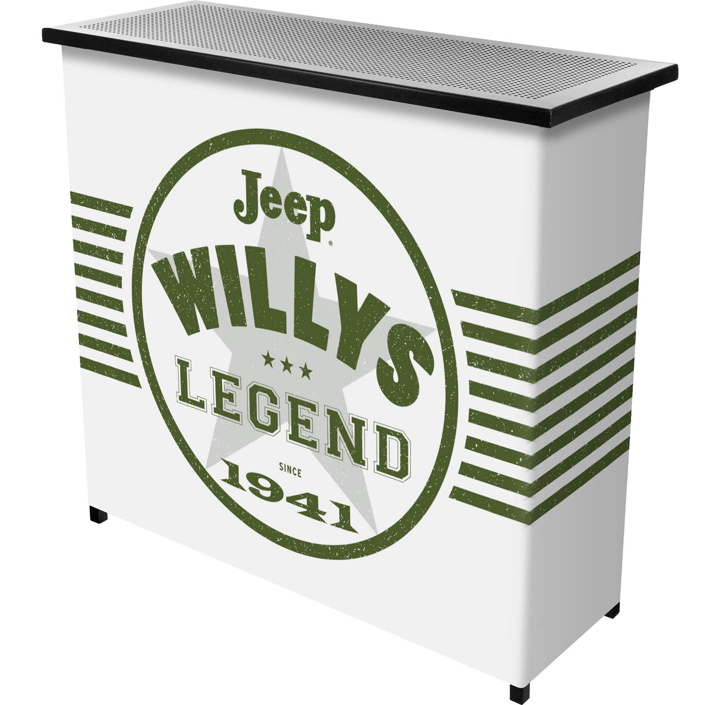 Jeep Willys Legend Green Indoor or Outdoor Portable Bar with 2 Shelves ...