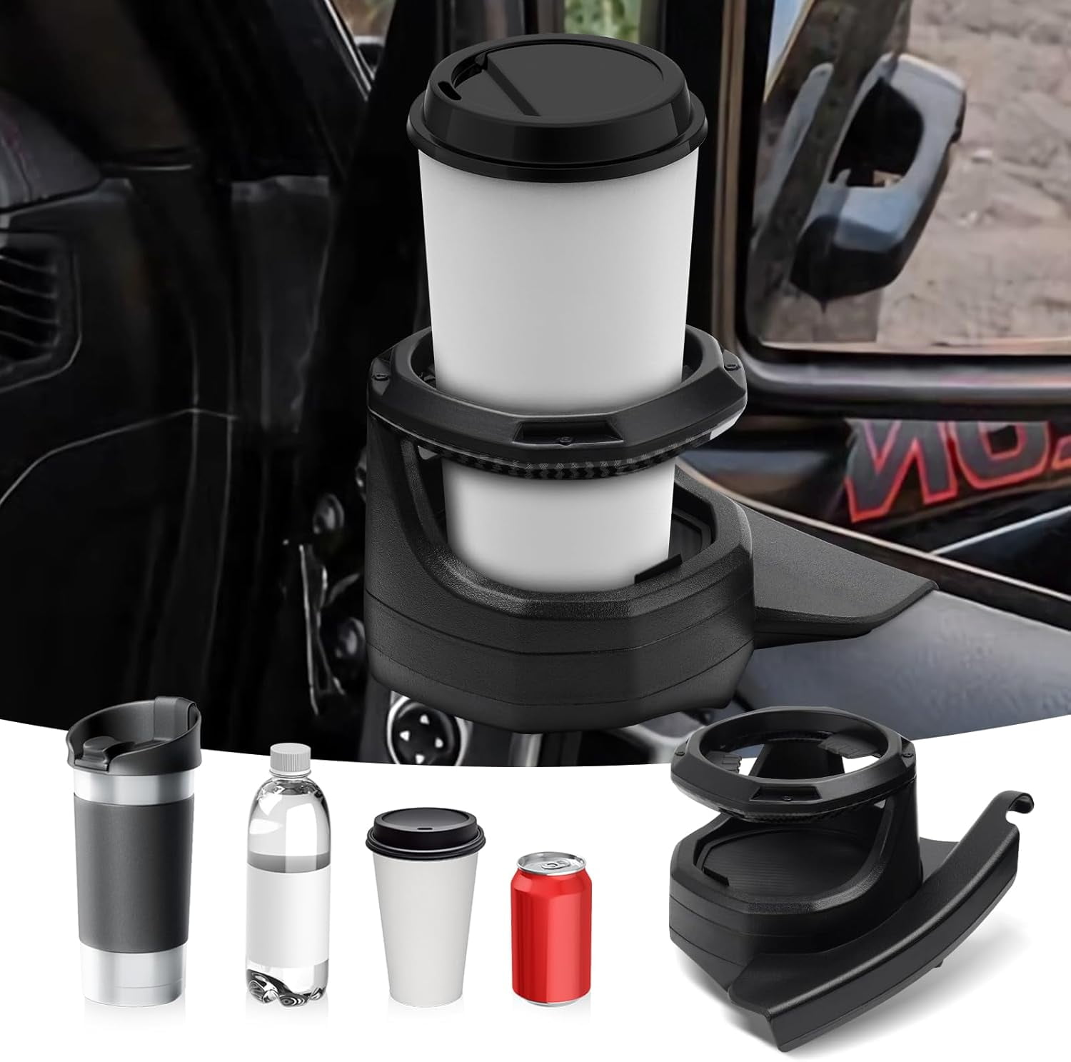 Jeep Wrangler JL/Gladiator JT /4Xe Cup Holder Up with Adjustable Size ...