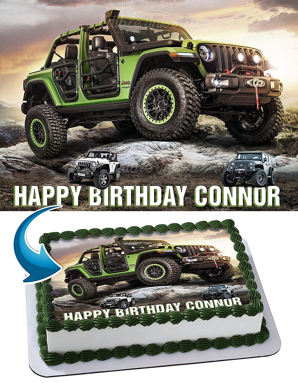 Jeep Wrangler Off Road Edible Cake Image Topper Personalized Birthday ...