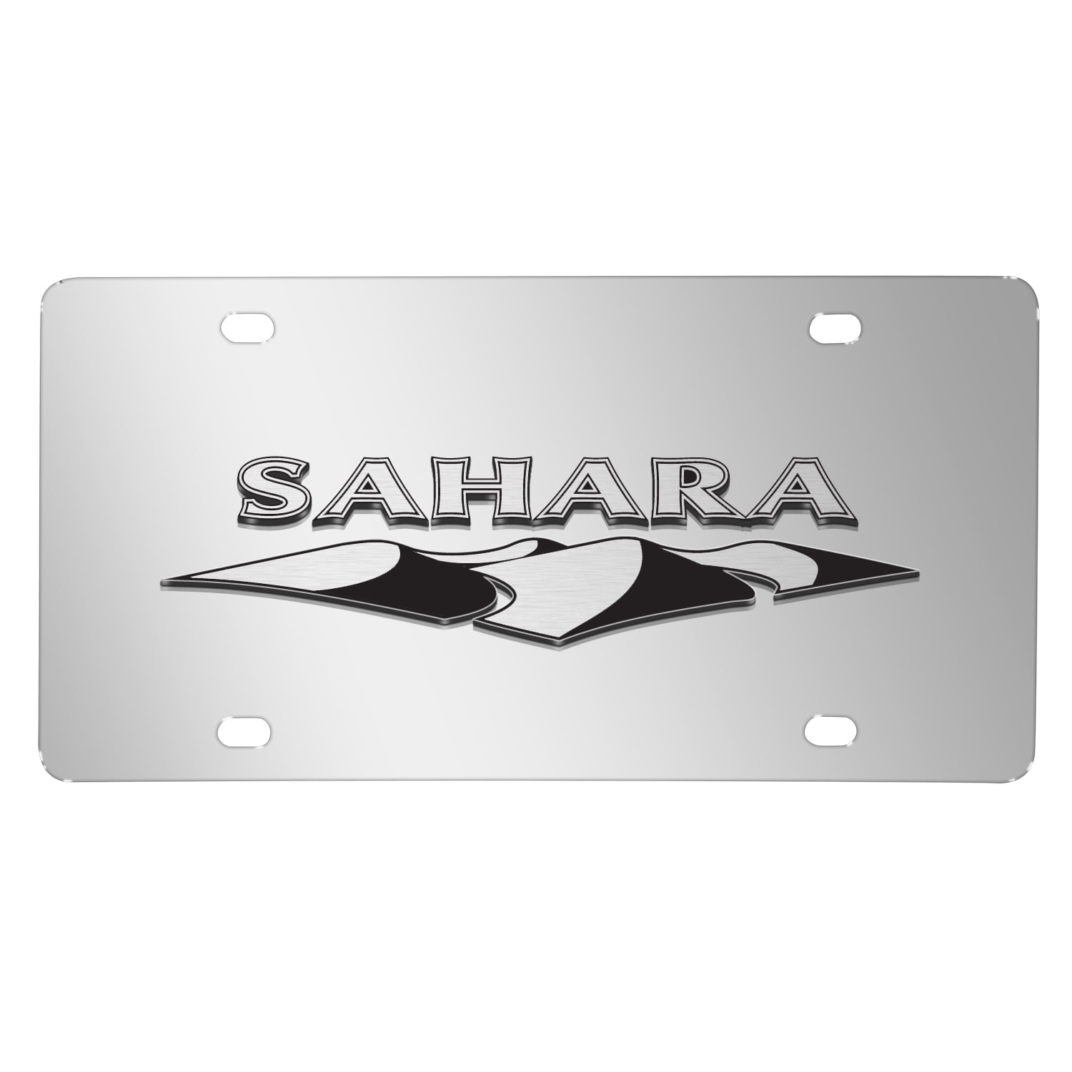 Jeep Wrangler Sahara 3D Dual Logo Mirror Chrome Stainless Steel License ...