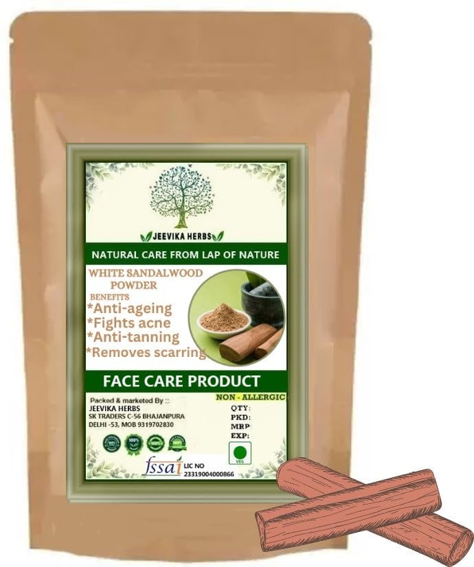 Jeevika Herbs Pure White Chandan PowderWhite SandalwoodSAFED Chandan ...