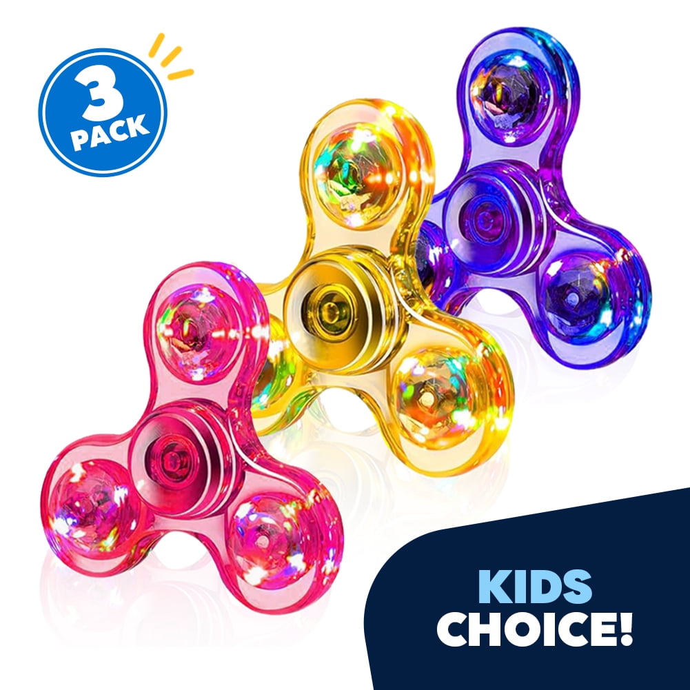 JEEXI LED Light Fidget Spinner 3 Pack, Sensory Stress Relief Toy with ...