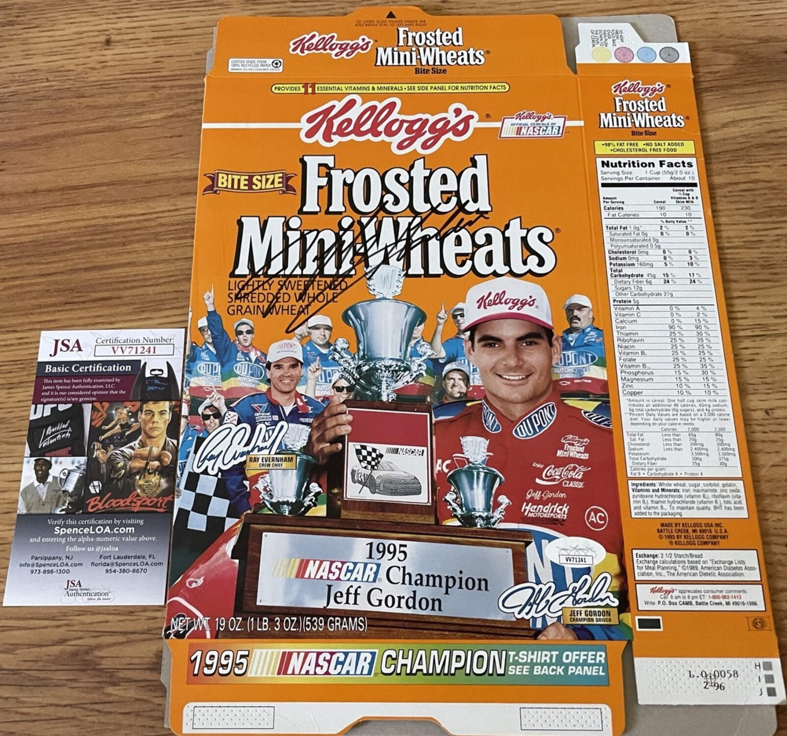 Jeff Gordon autographed 1995 NASCAR Champion Kellogg's Frosted Mini ...