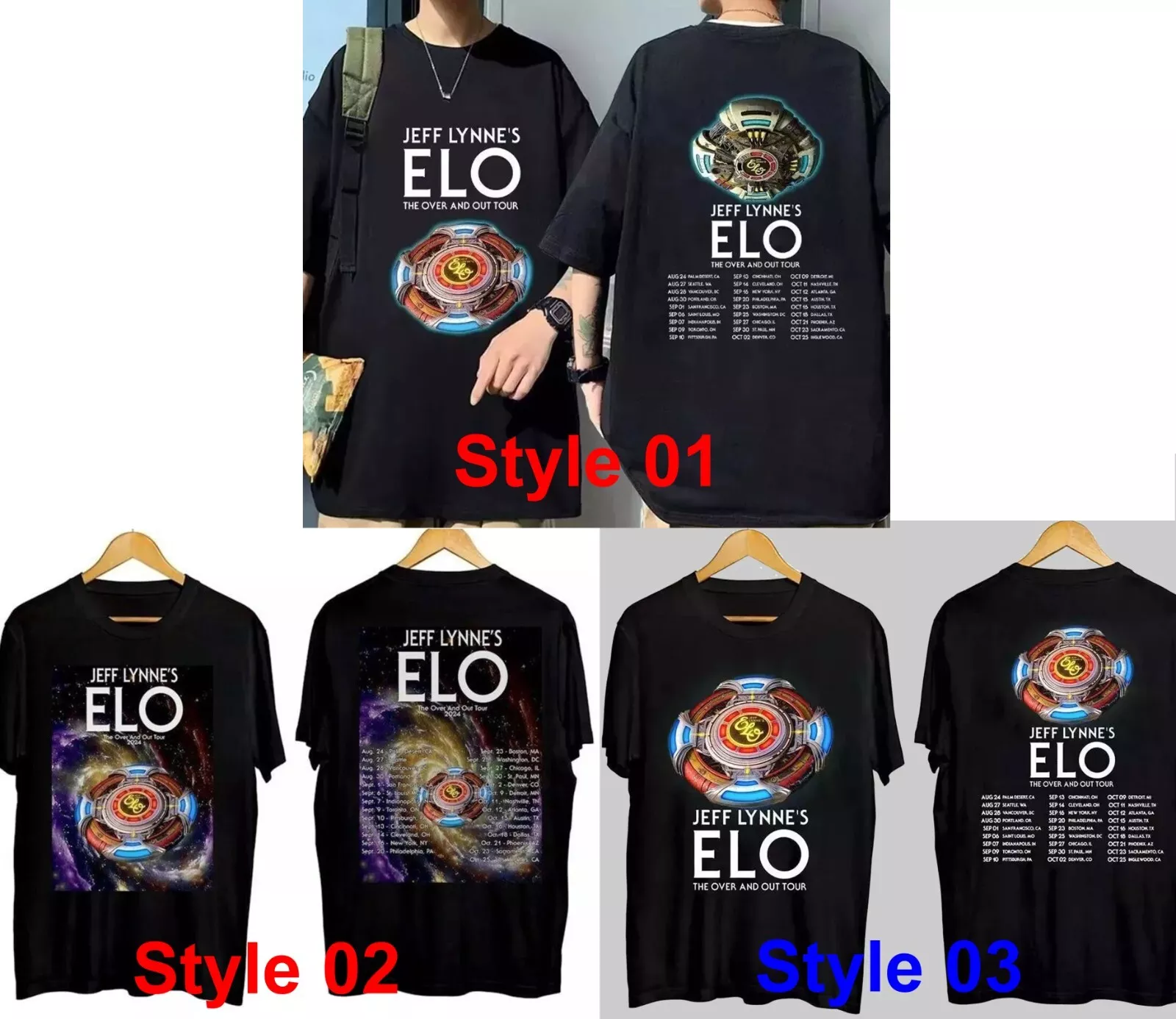 Jeff Lynne'S Elo 2024 Concert Shirt, Electric Light Orchestra 3 Styles ...